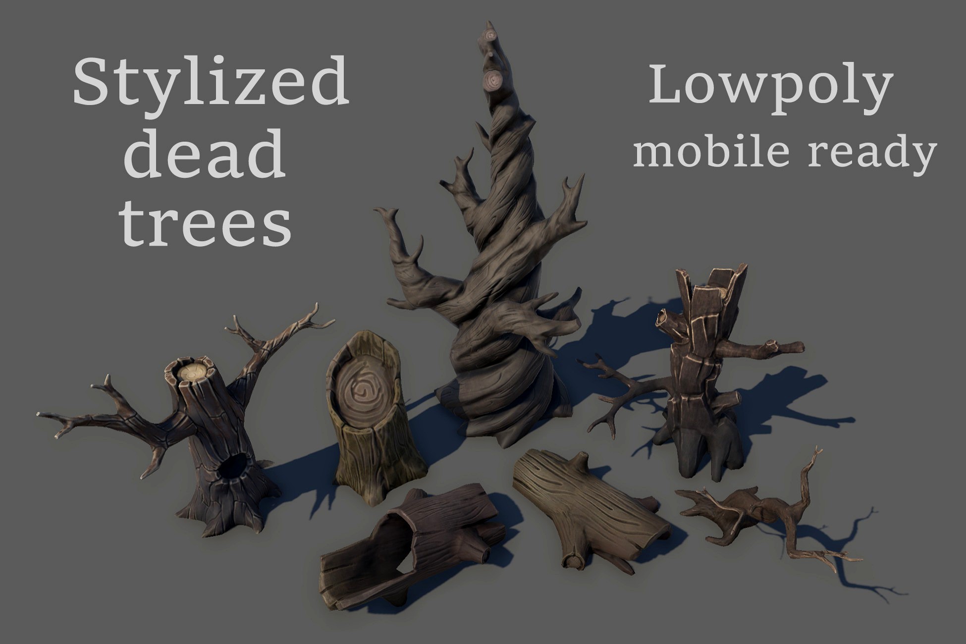 Stylized Dead Tree Pack 3d model
