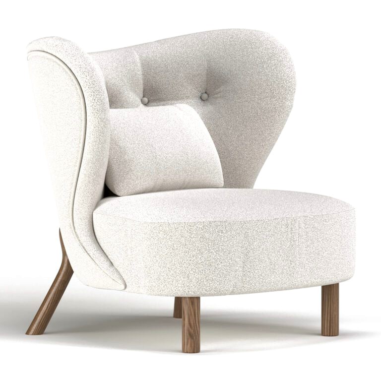 White Lamb Wool Accent Chair Wingback (198581) 3d model