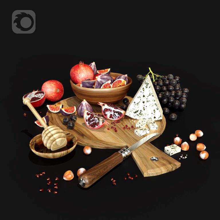 Fruits and cheese (126133) 3d model