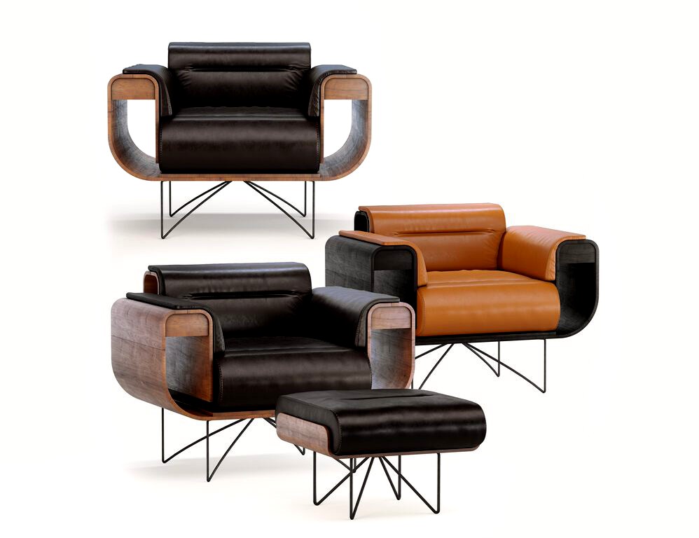 El Purista RA 1.15 Leather armchair with footrest (109658) 3d model