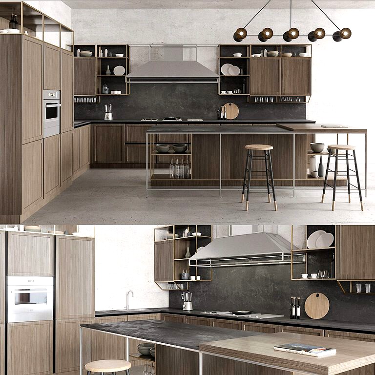 Snaidero Frame composition 2 Olmo Tuscan Kitchen Furniture (106469) 3d ...