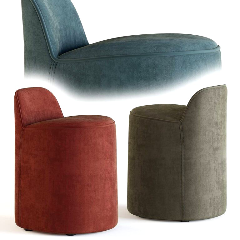 Baxter Nina velvet pouf (102304) 3d model