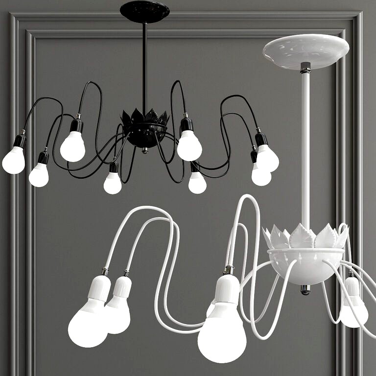 Black White Iron Octopus Ceiling Light Fixture (30925) 3d model