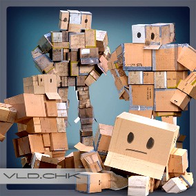 Cardboard Giant Army 3d model