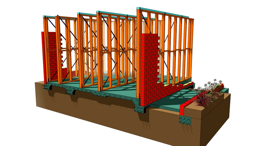 Concrete example for load bearing walls 3d model