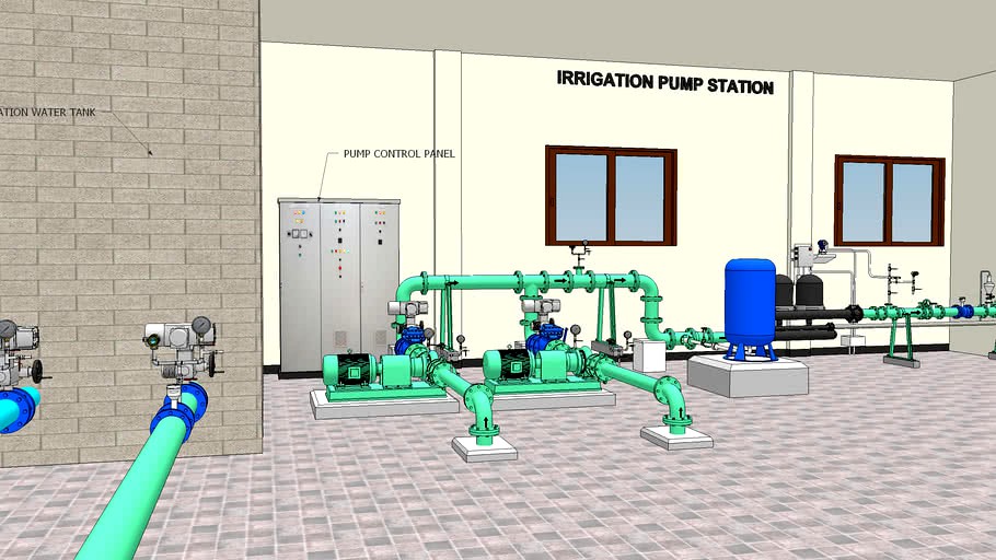 IRRIGATION PUMP STATION SYSTEM WITH FILTRATION SYSTEM 3d model
