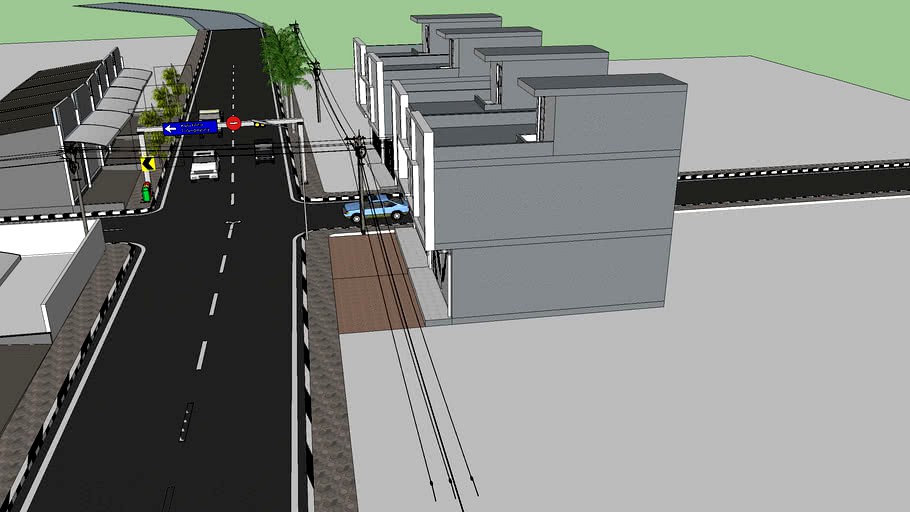 Jalan raya satu arah 3d model