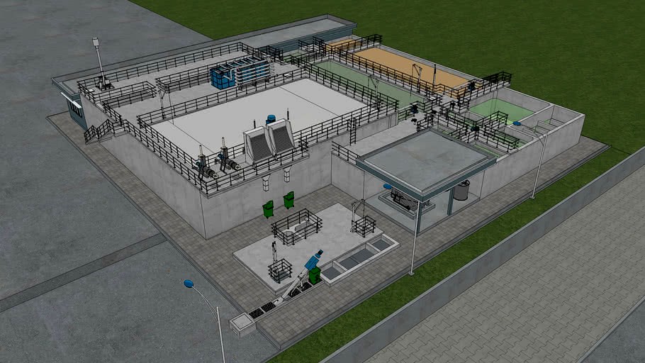 Sewage Treatment Plant Slaughterhouse Factory 3d model
