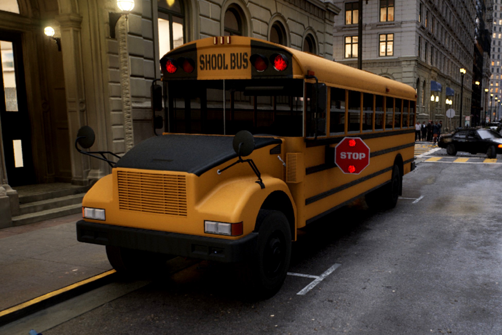 School Bus with interior PBR 3d model