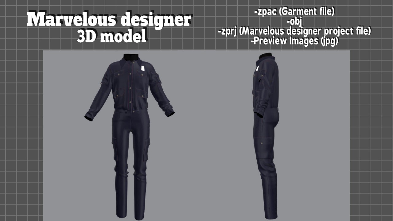 Police uniform set - Marvelous designer 3D model