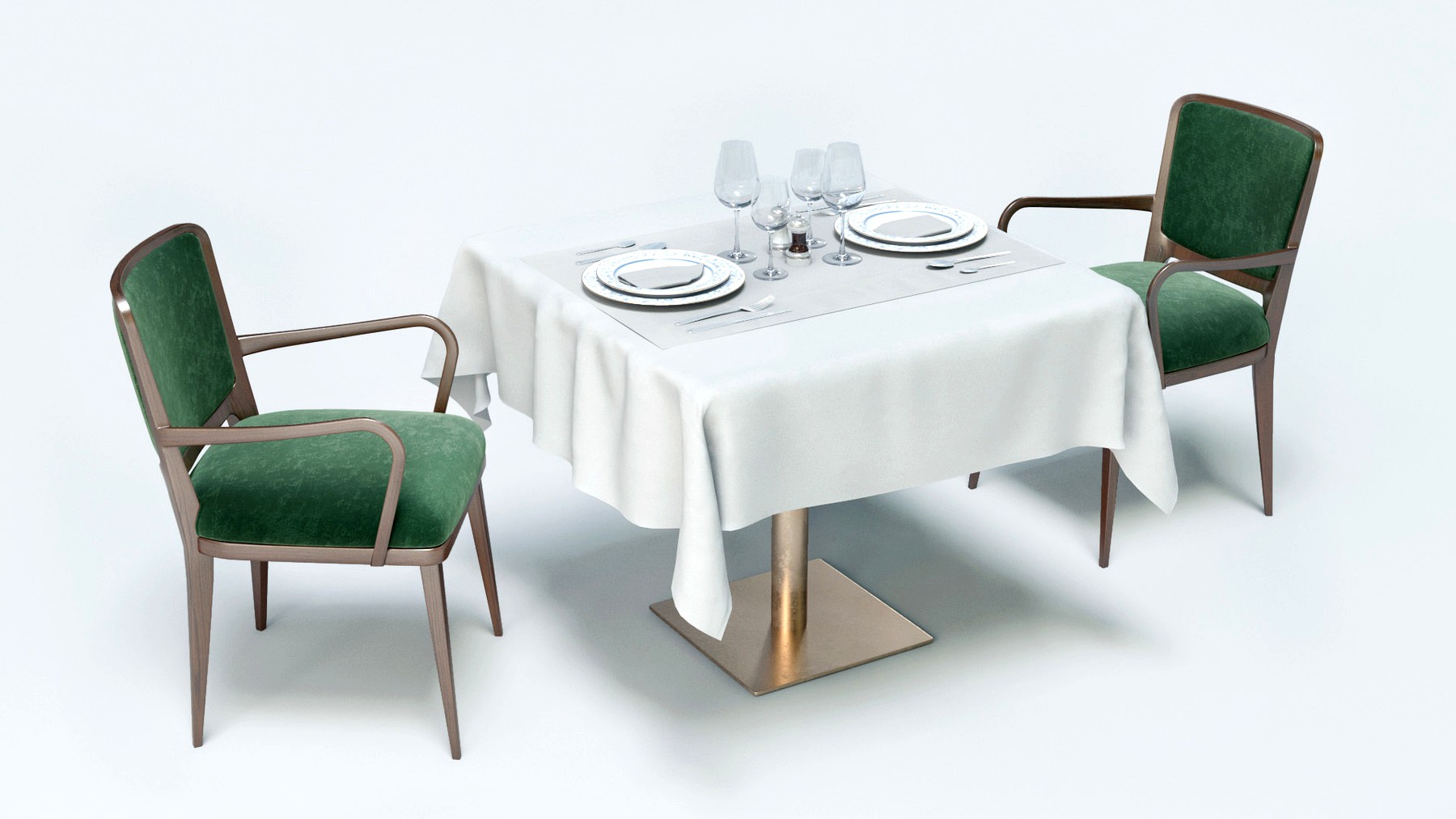 3D model Pack elegant restaurant table chairs and accessories in vray