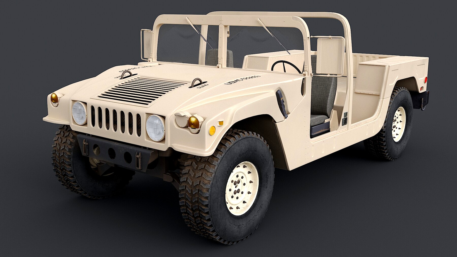 Humvee HMMWV-M1123 Desert Military track 3d model