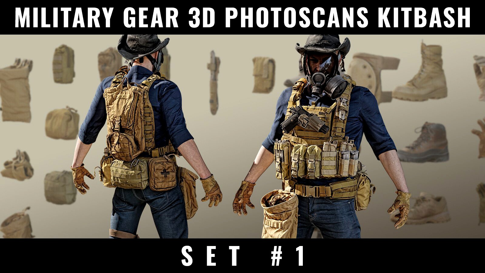 MILITARY GEAR 3D PHOTOSCANS KITBASH - SET #1 model