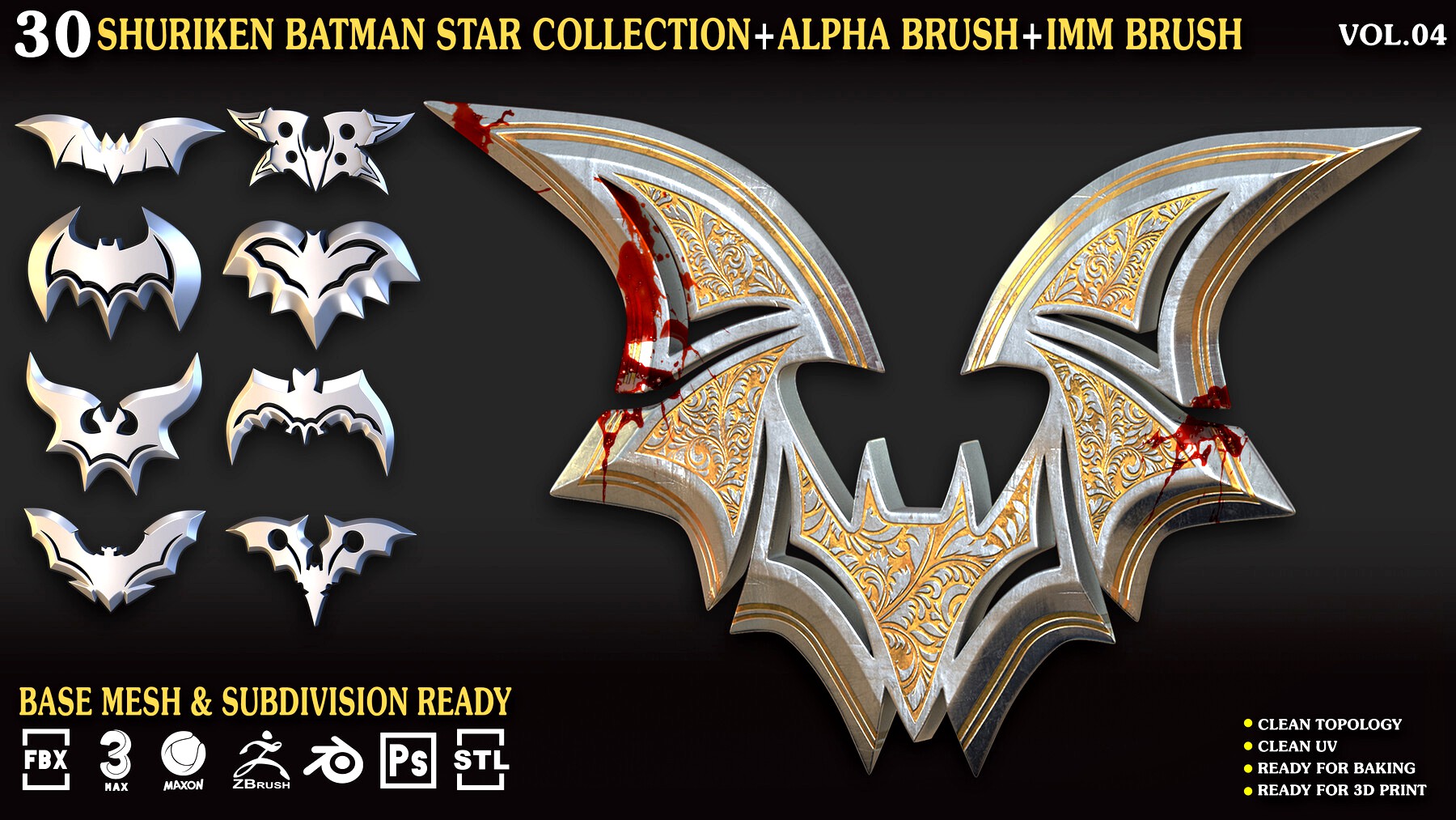 30 Shuriken_Batman_Star_Collection_Vol_04_(UV / IMM /Alpha / OBJ / FBX ...