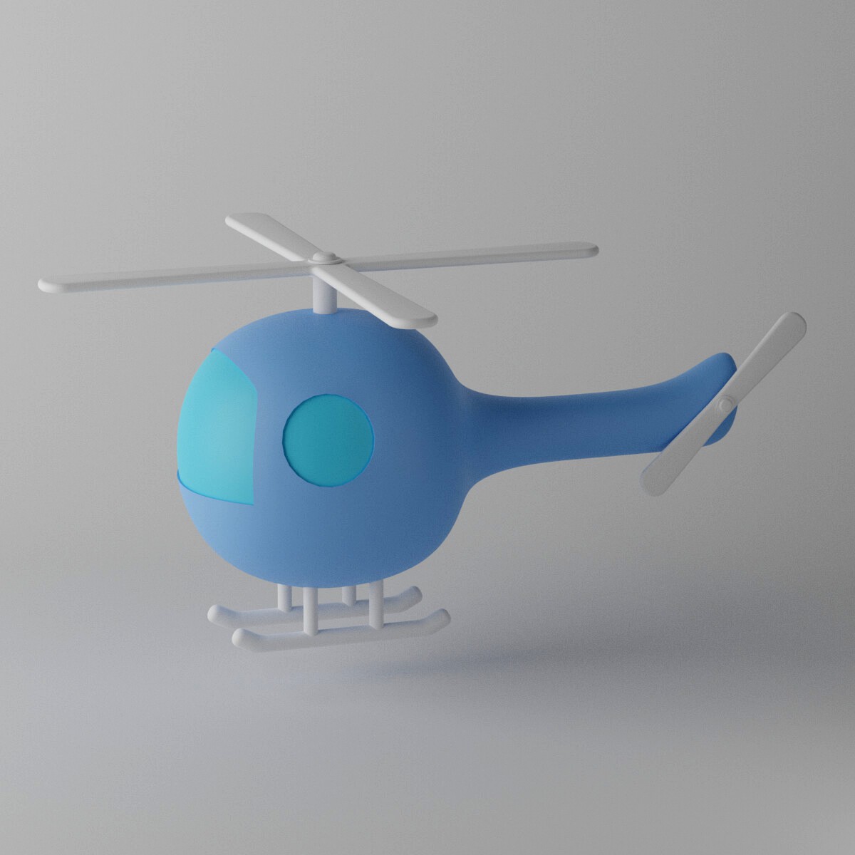 Cartoon Cute Helicopter 3D Model