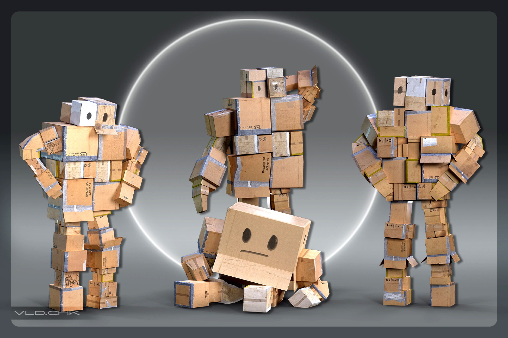 Cardboard Giant Army 3d model