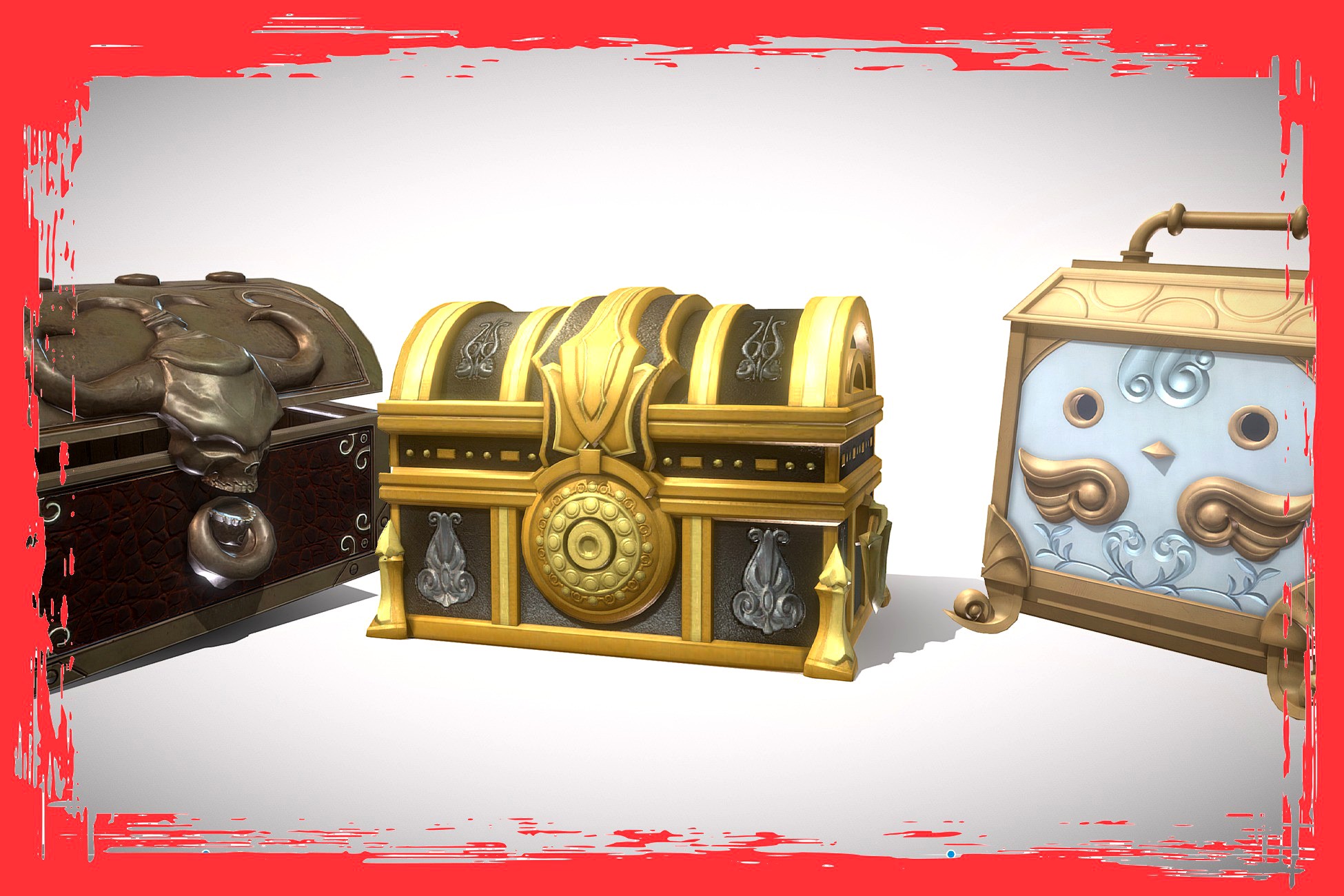 Fantasy Loot Boxes (Animated) 3d model