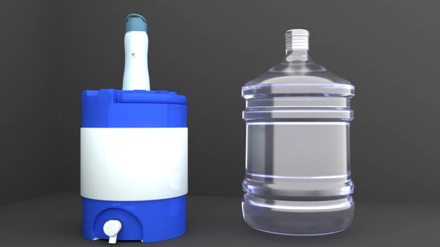 Water cane and bottle 3d model