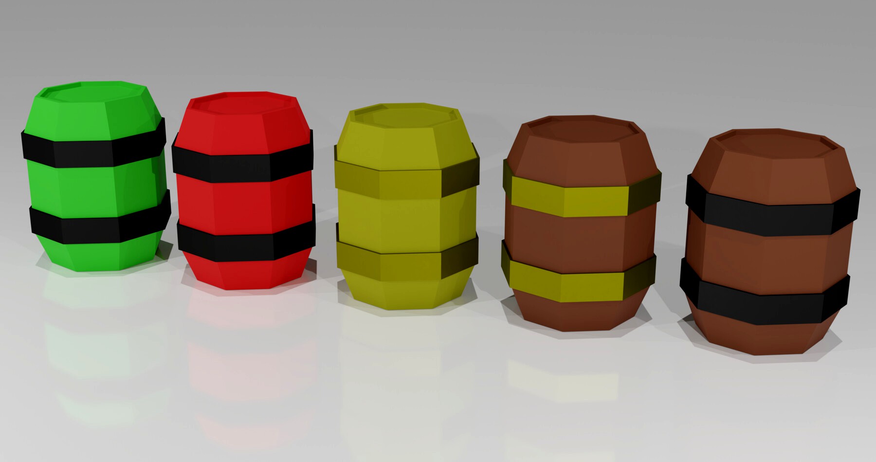 5 Simple Low-Poly Barrels 3d model