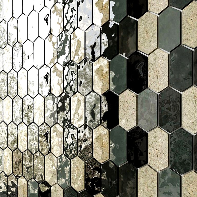 Alair Glass Mosaic 5 types tile (123258) 3d model