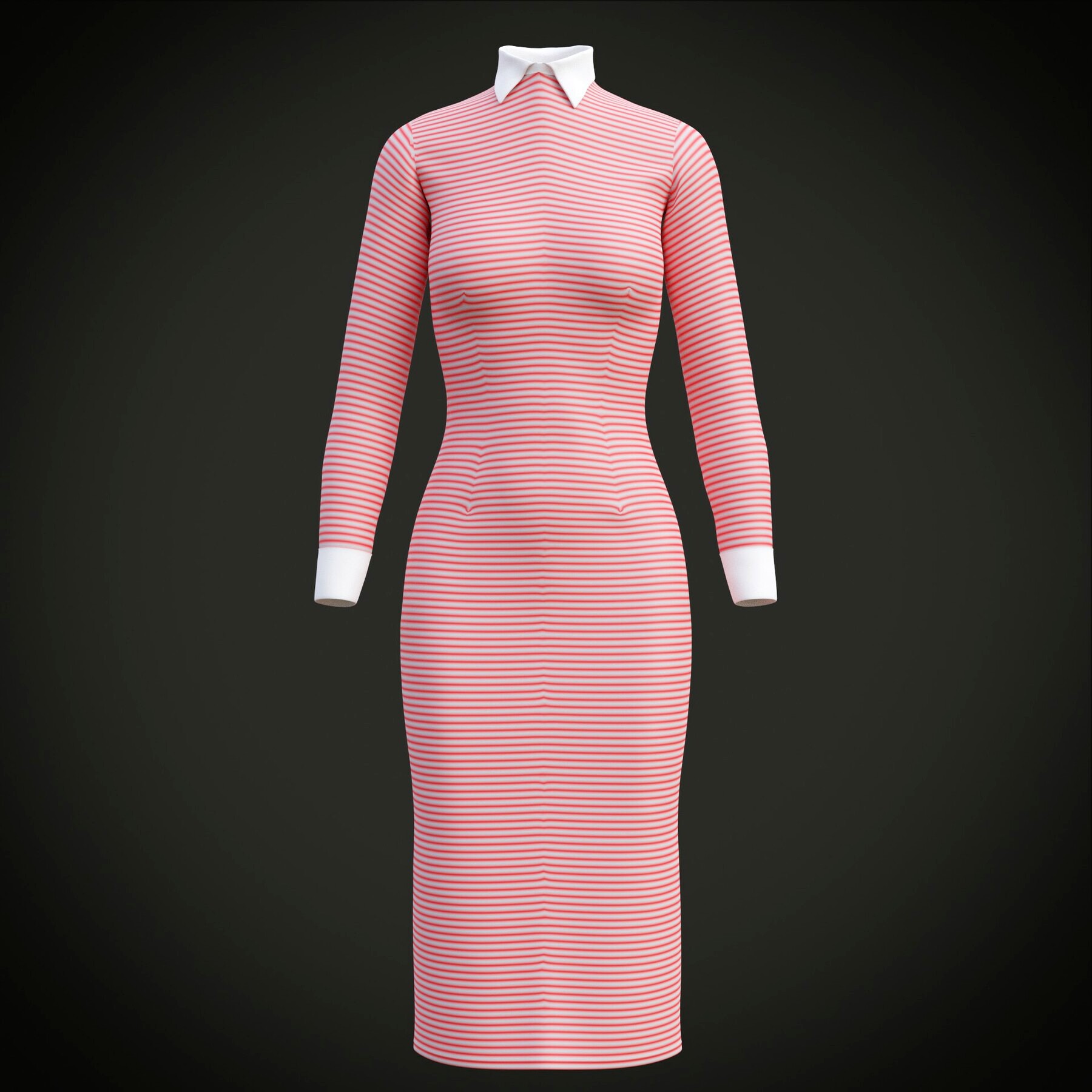 Female Collar Dress - 3D clothing model