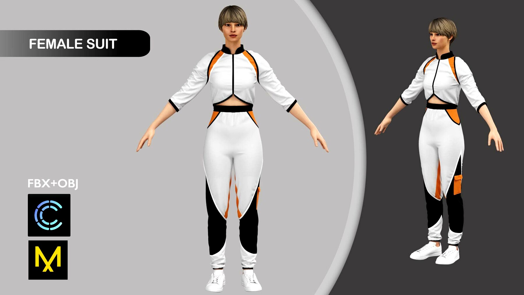 Female Sport Suit Marvelous Designer/Clo3d project + OBJ + FBX model