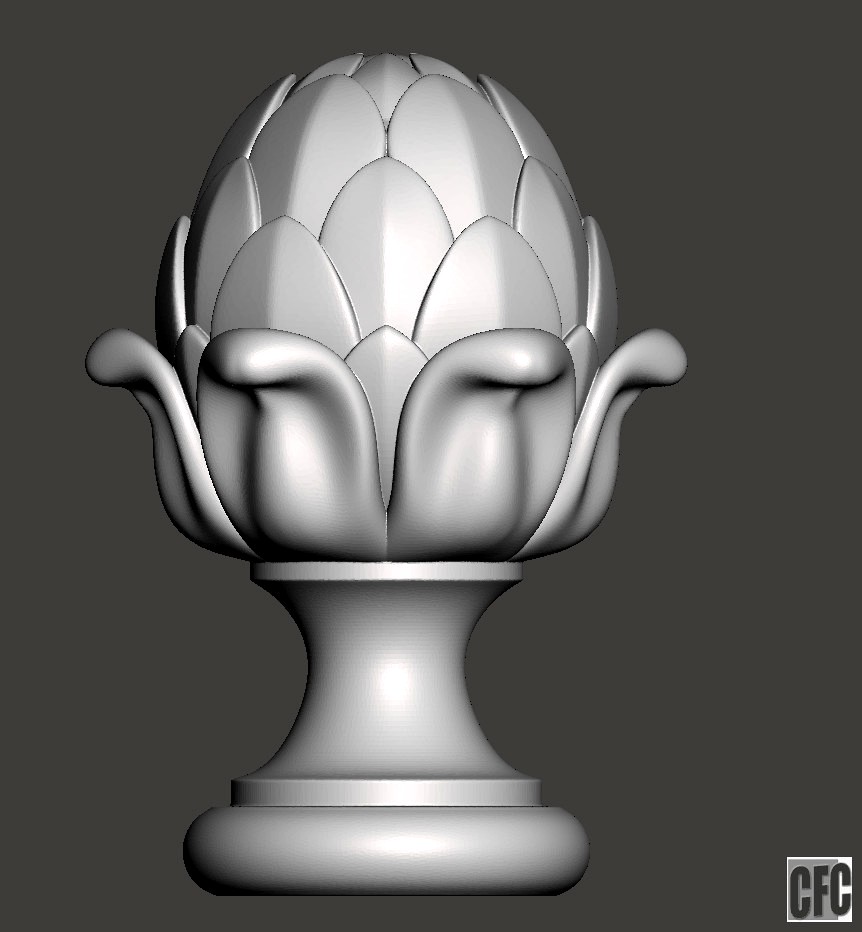 WoodCarving Finial - 3d model for CNC - FinialCFC01