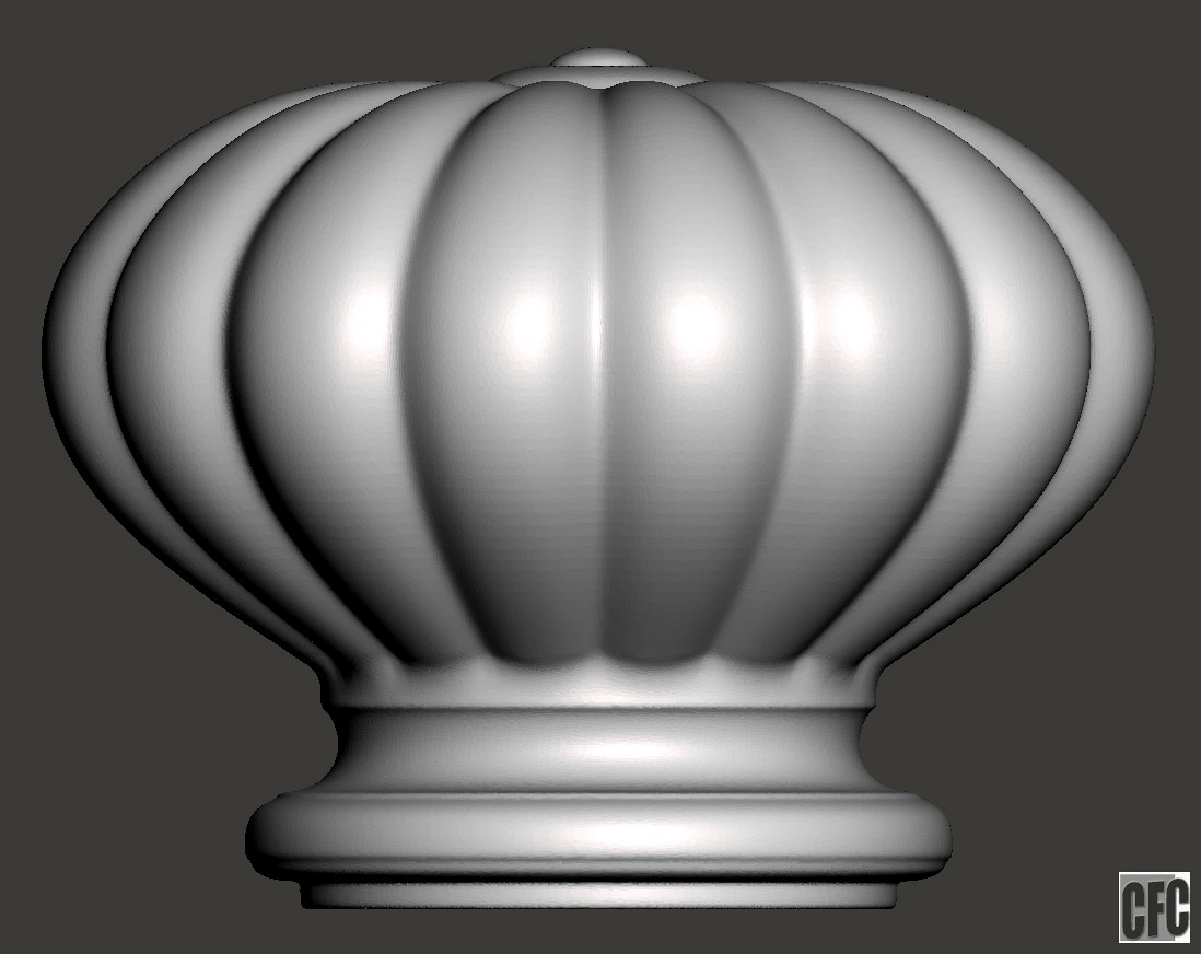 WoodCarving Finial - 3d model for CNC - FinialCFC04