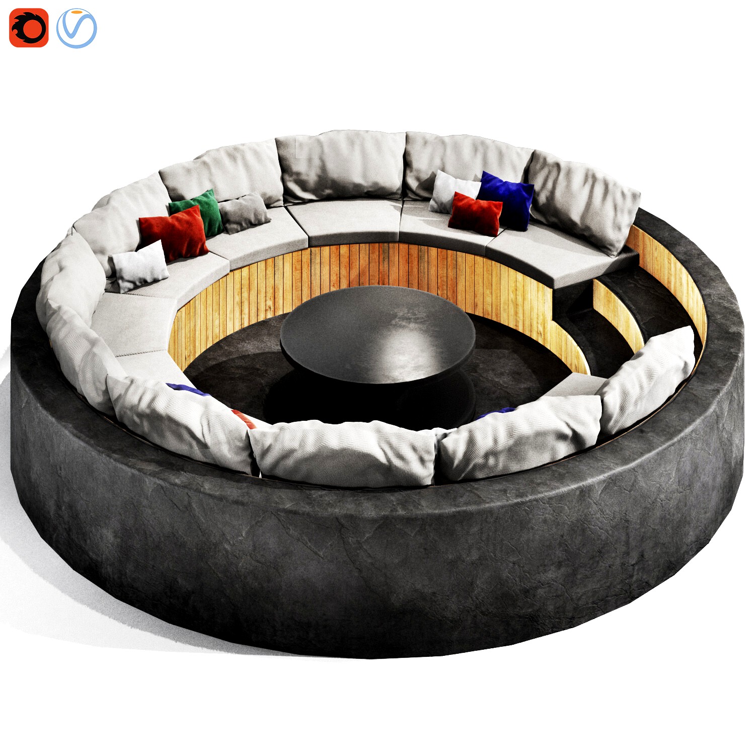 backyard seating · backyard sofa · cafe seating · circle seating ...