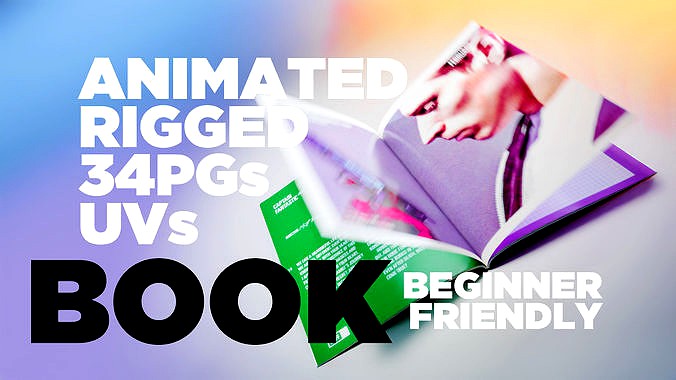 Book 3D Model UVs Rigged Animated Beginner Friendly for Blender