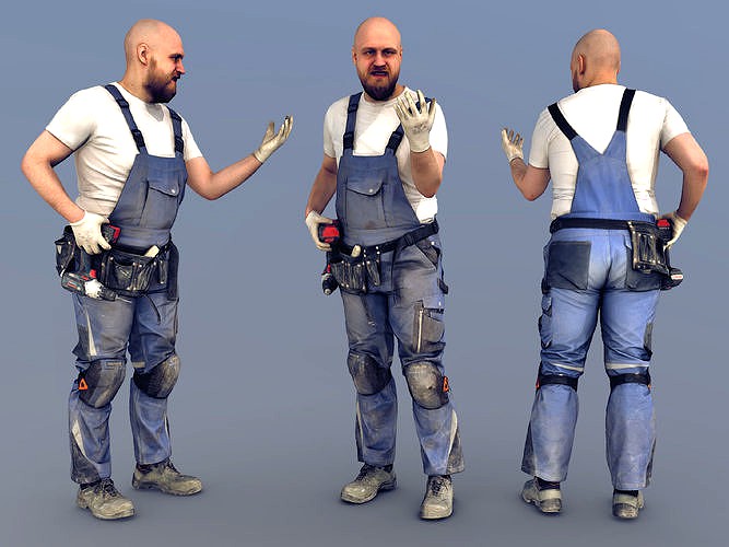 Photorealistic Construction Worker Character 3d model