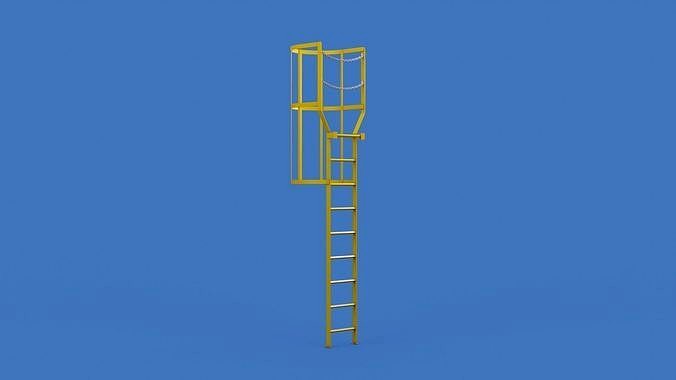 Ladder with safety cage 3d model