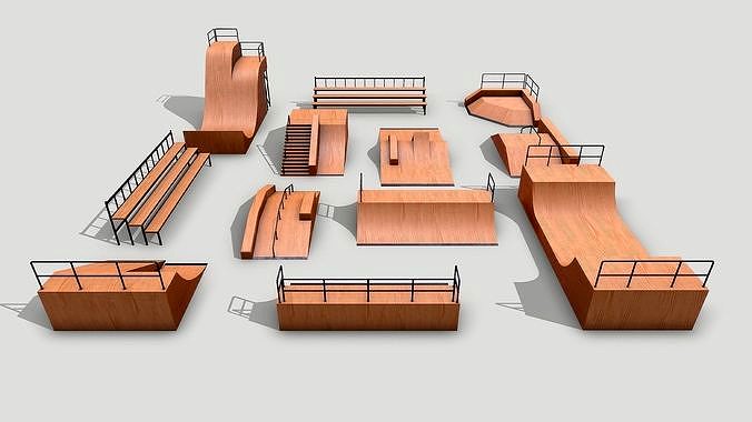 Modular Wooden Skatepark 3d model