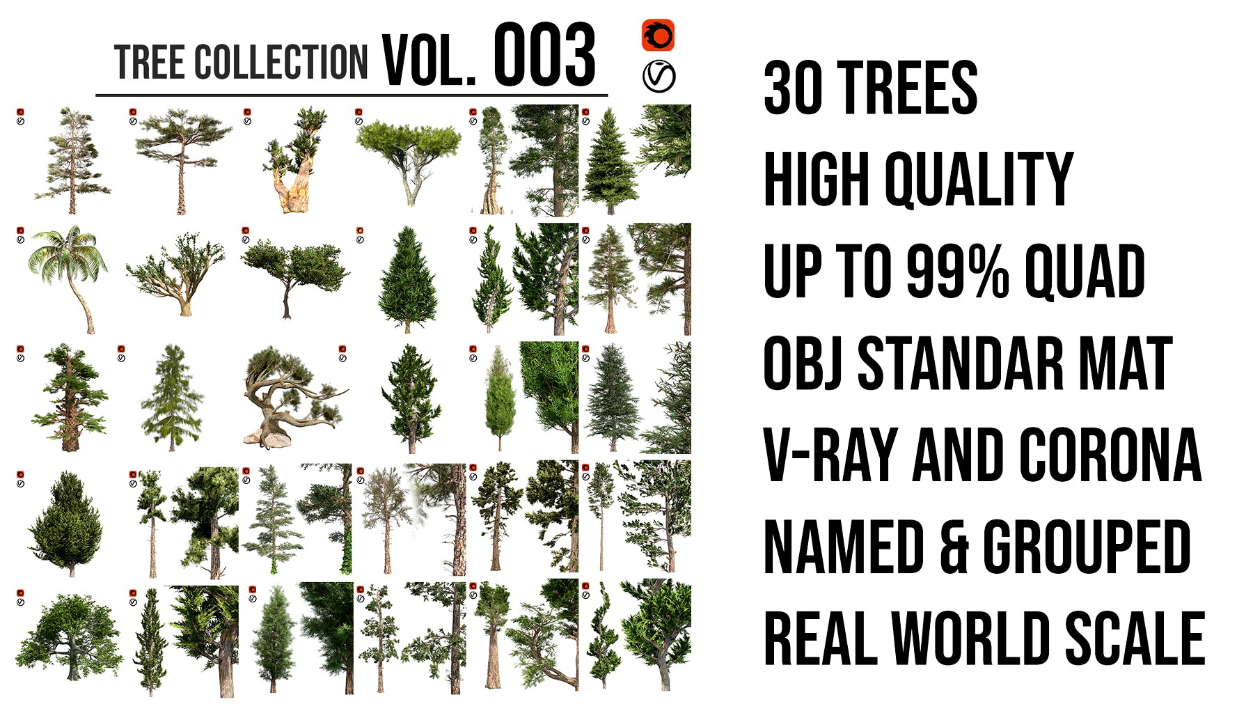 Tree Collection Vol 003 (30 Trees) 3d model