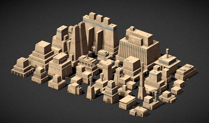 Star Wars inspired low poly buildings 3d model