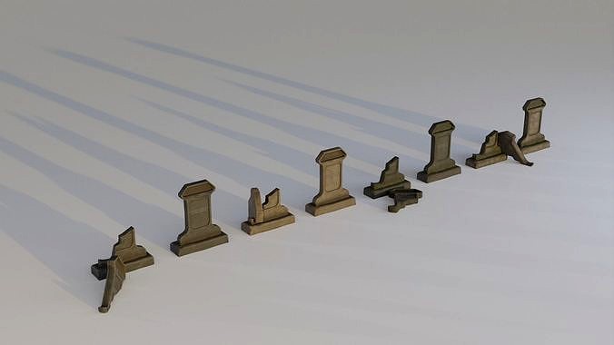 Hand Sculpted cemetery gravestones part 11 3d model