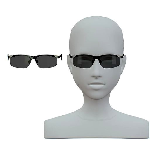 Cartoon High Poly Subdivision Glasses Black 3d model