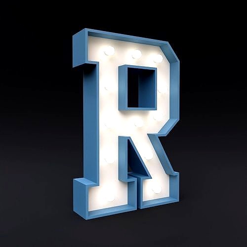 Marquee letter R glow sign 3dmodel