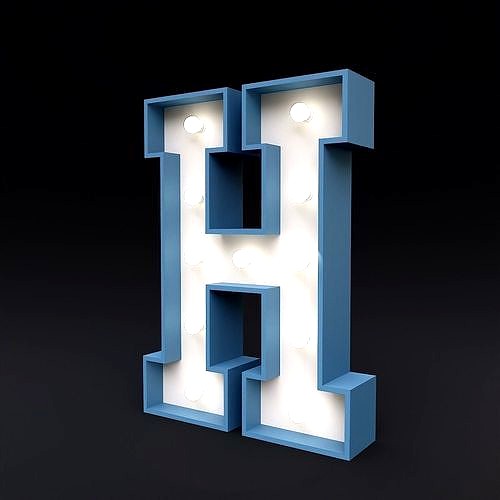 Marquee letter H glow sign 3dmodel