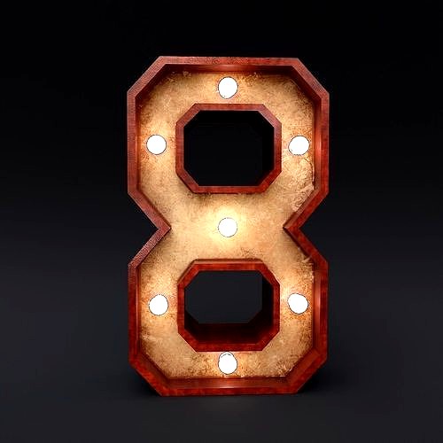 Marquee number eight wooden led glow sign 3dmodel