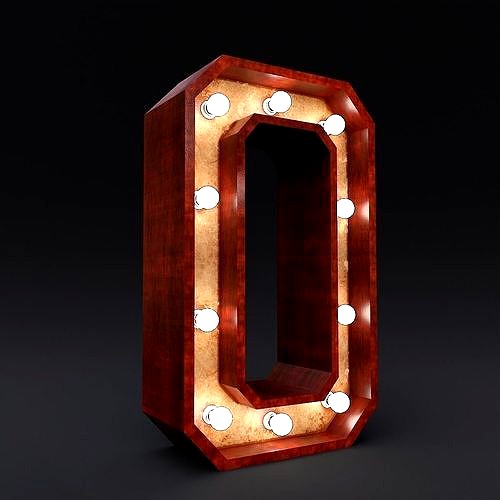 Marquee number zero led wooden glow sign 3dmodel