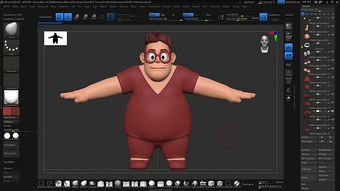 Male Character Basemesh in ZBrush 2022 - Klin 3d model