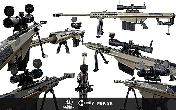 Barrett 50 Cal Sniper Rifle 3d model