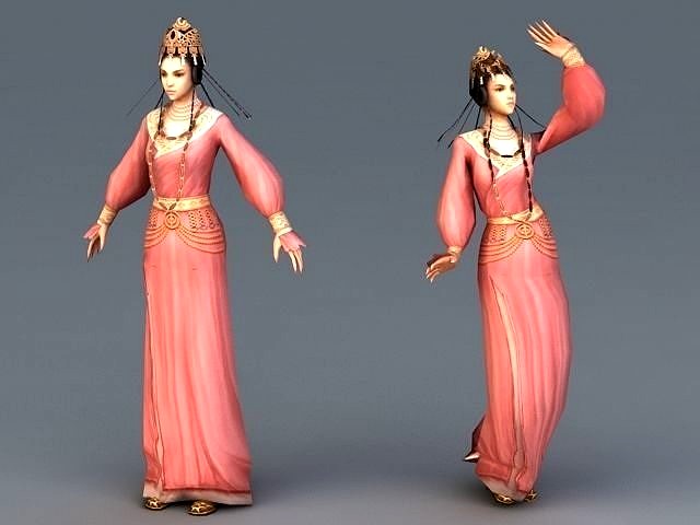 Tang Dynasty Female Dancer Animation 3d model