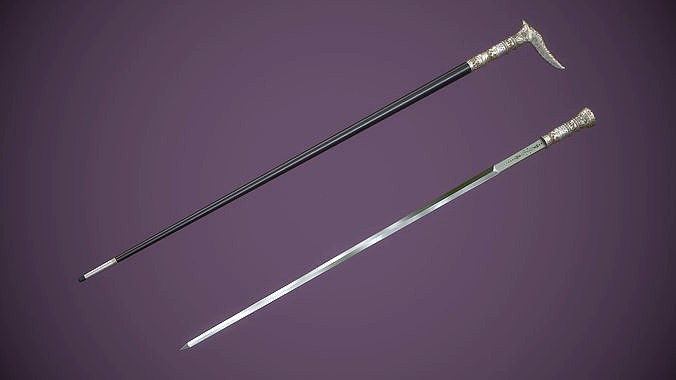 Victorian cane-sword 3d model