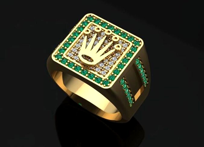 Crown Diamond Ring - Rolex ring | 3D model