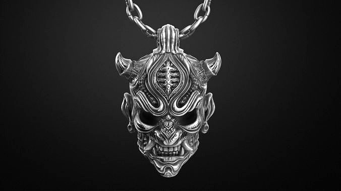 Hannya Oni mask pendant STL OBJ 3d model for 3d printing | 3D