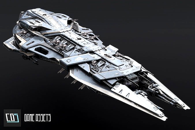 Space Battleship - Heavily Armed 3d model