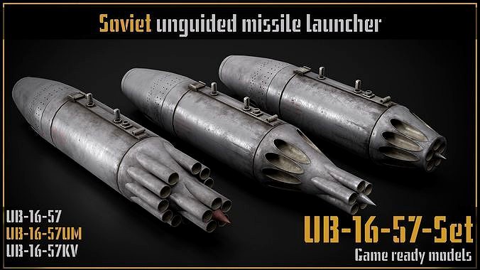 Gameready models UB-16 series unguided missile rockets launchers 3d