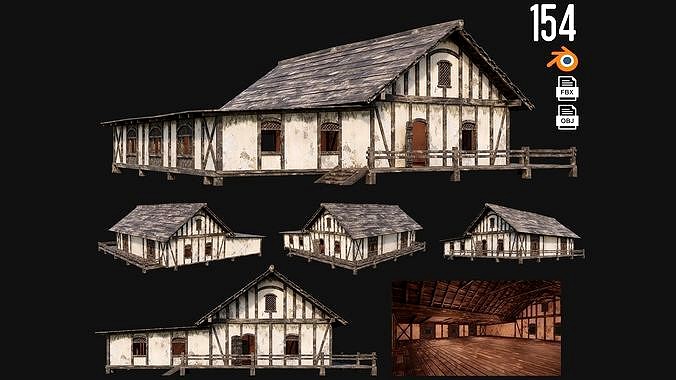 Old Medieval House 4K Textures GameReady 154 3d model